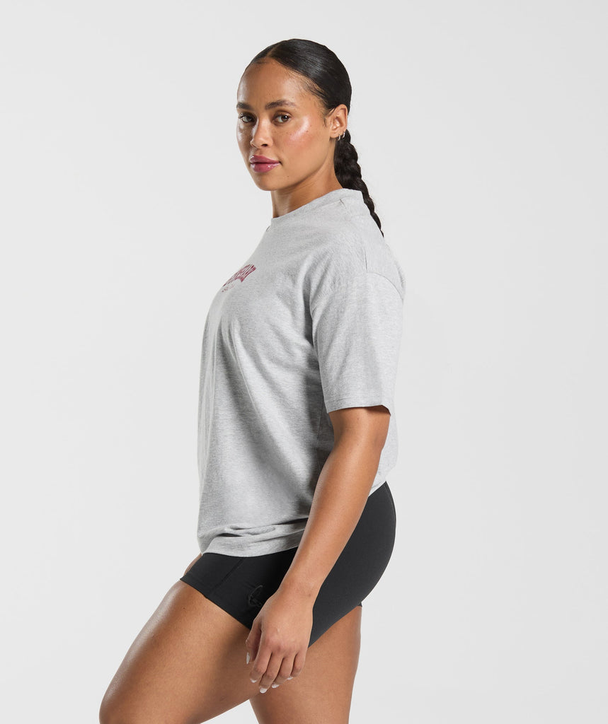 Gymshark Lifting Essentials Graphic Oversized T-Shirt - Light Grey Core Marl | Gymshark