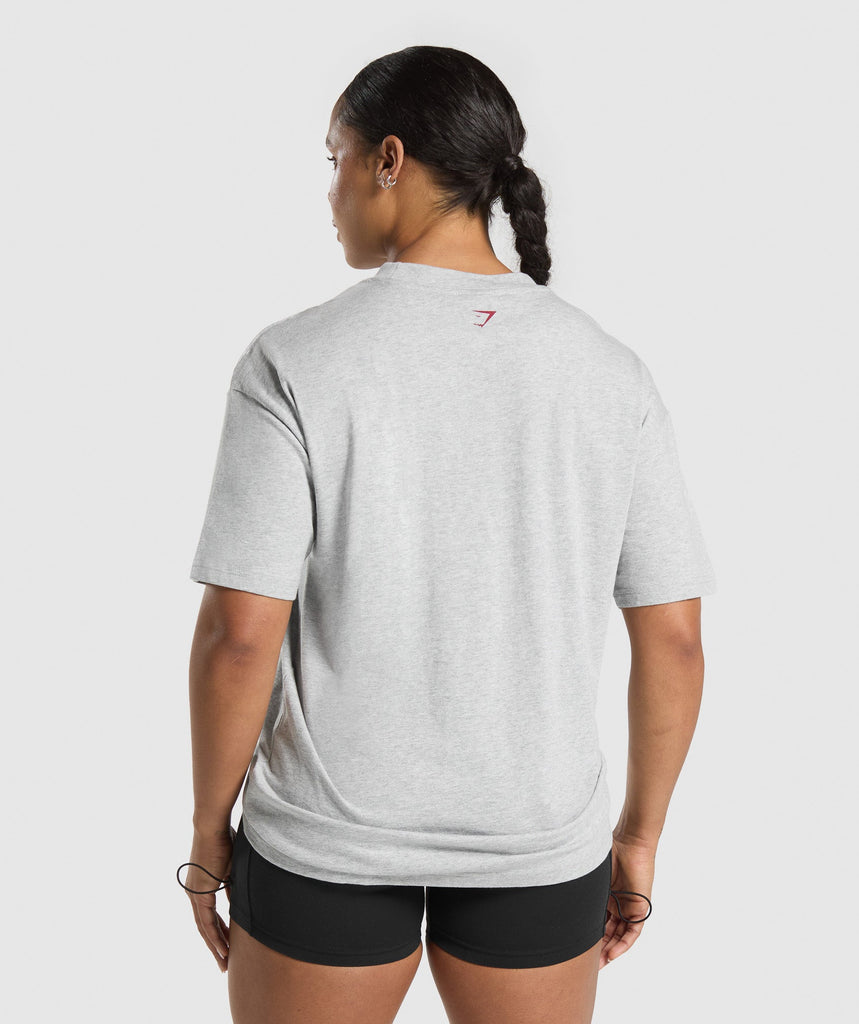 Gymshark Lifting Essentials Graphic Oversized T-Shirt - Light Grey Core Marl | Gymshark