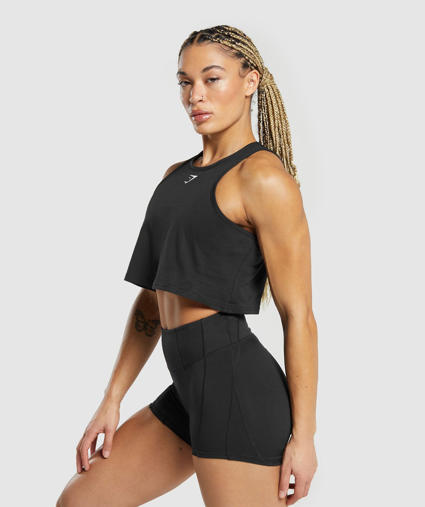 Gymshark Lifting Essential Cotton Crop Tank - Black | Gymshark