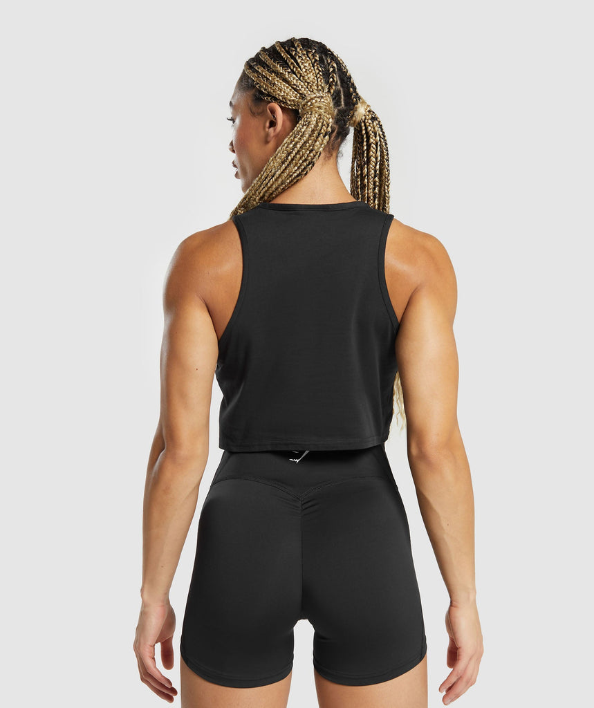 Gymshark Lifting Essential Cotton Crop Tank - Black | Gymshark