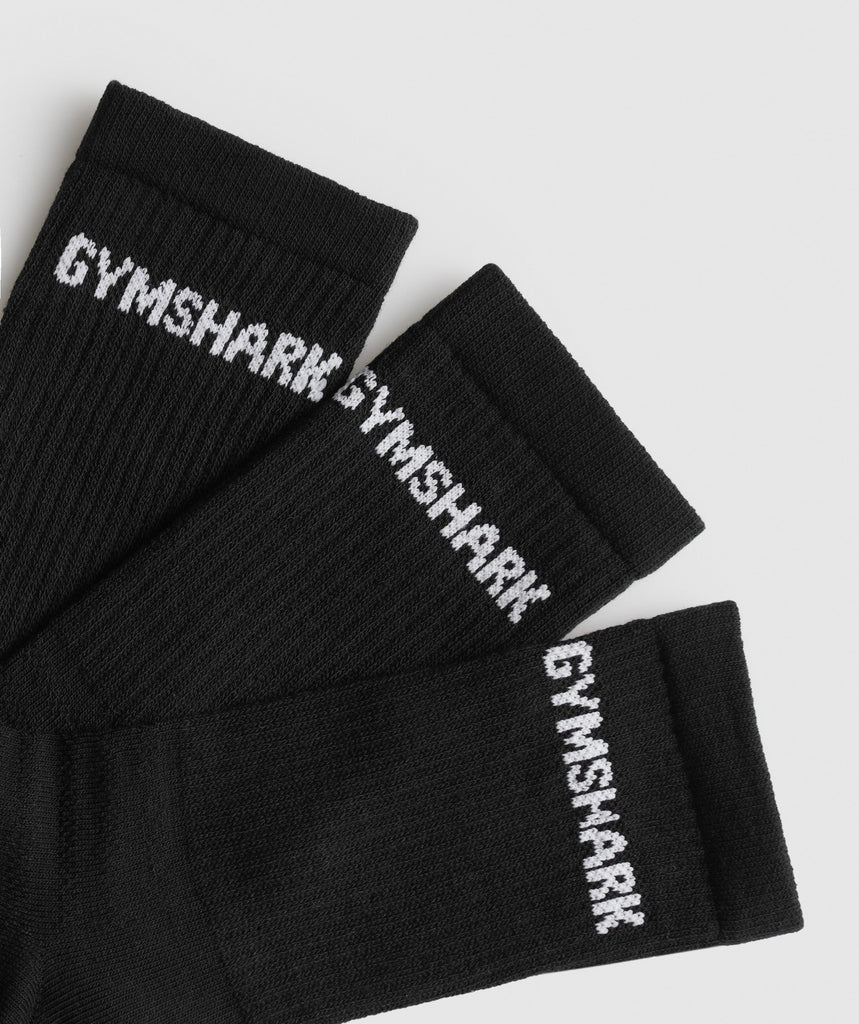 Gymshark Lite Crew Sock 3pk - Black/Graphite Grey | Gymshark